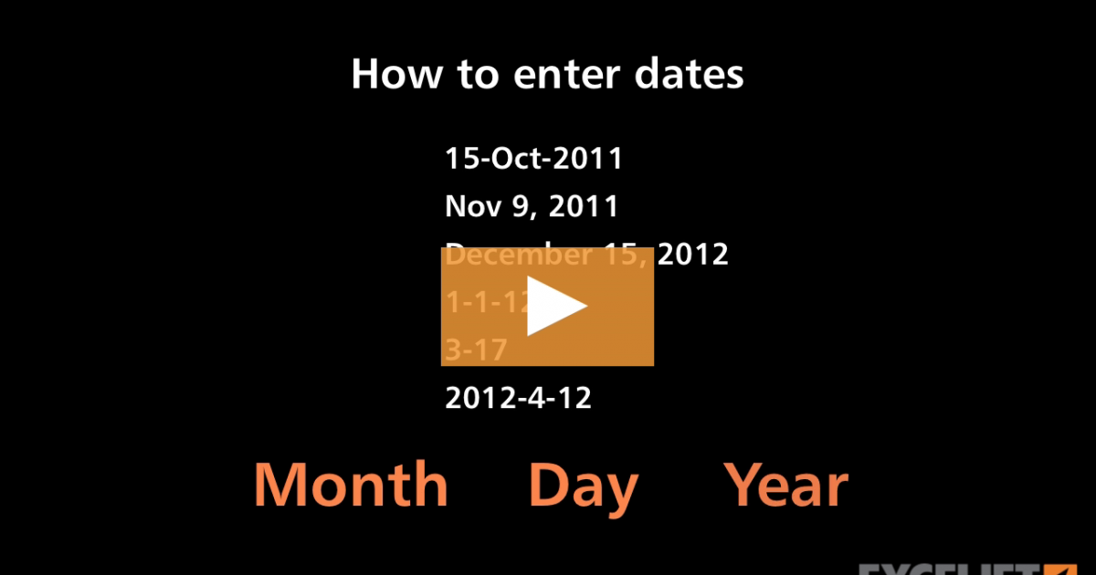 How To Enter Dates In Excel video Exceljet